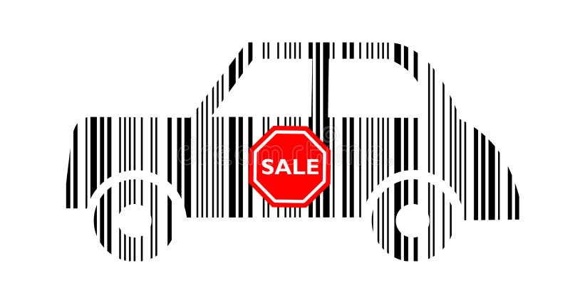 Barcode Car with Sale Sticker Stock Illustration - Illustration of shop ...