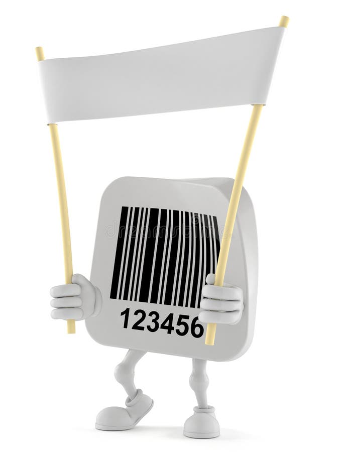 Barcode Character Holding Blank Banner Stock Illustration ...