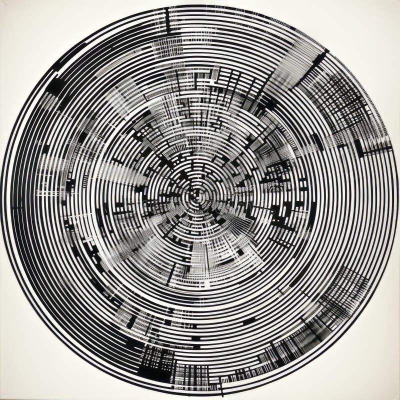 Circular Barcode Image With Vertical Straight Lines On Paper Stock Illustration Illustration