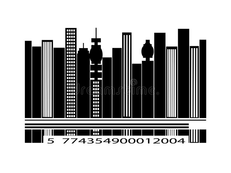 Barcode City Silhouette Over White Background Stock Illustration ...