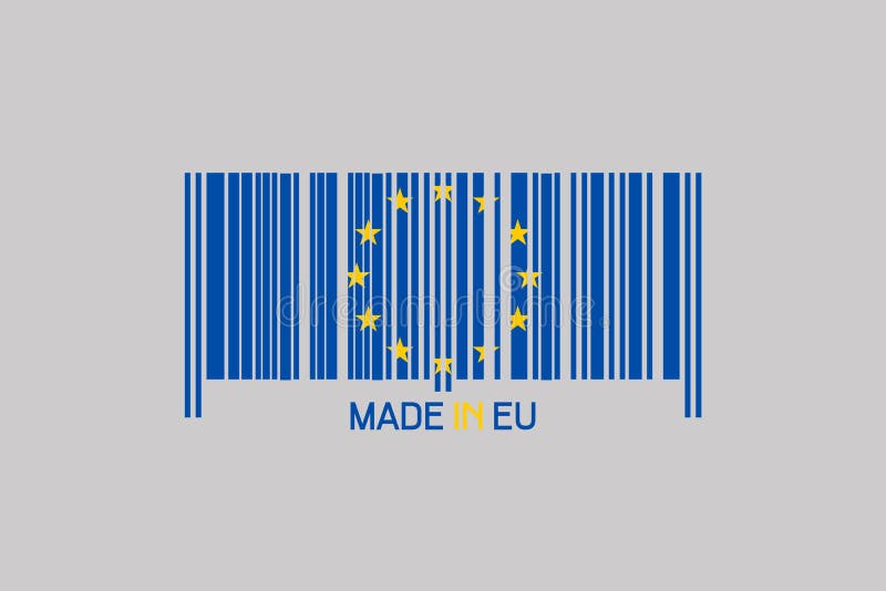 Barcode in the Color of the EU Flag. Isolated on a Gray Background ...