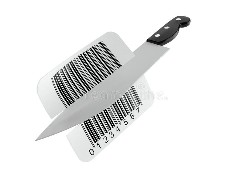 Barcode cut by knife stock illustration. Illustration of code - 92903573