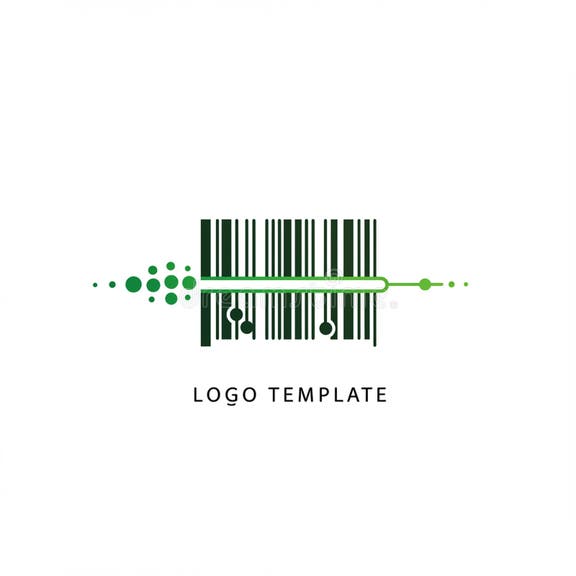 Barcode Design Combining Vertical Lines with Circular Green Dots ...