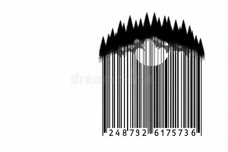 Barcode in the Form of a Forest of Trees. Space for Text. Stock ...