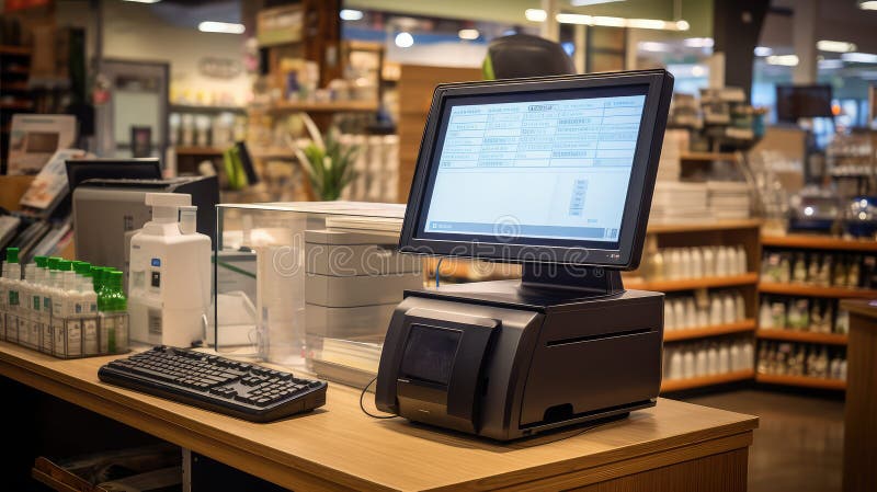 Barcode Front Desk Computer Stock Illustration - Illustration of ...