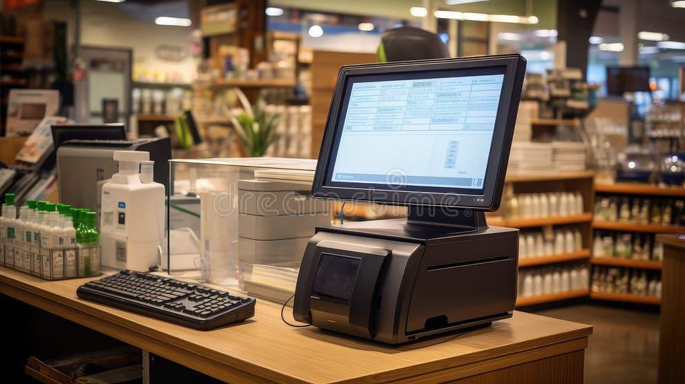 Barcode Front Desk Computer Stock Illustration - Illustration of ...