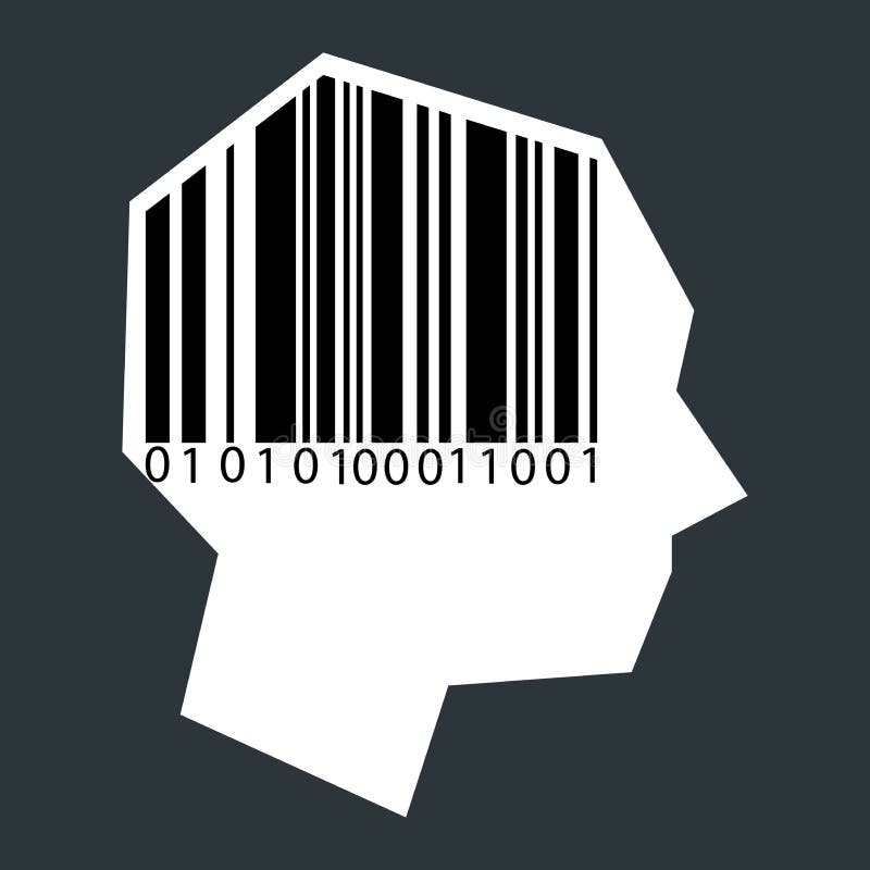 Barcode on Head Clip Art Illustration Stock Illustration - Illustration ...