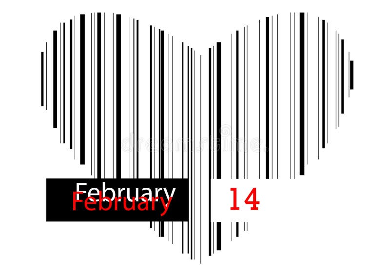 Barcode Heart - February 14 Stock Illustration - Illustration of line ...