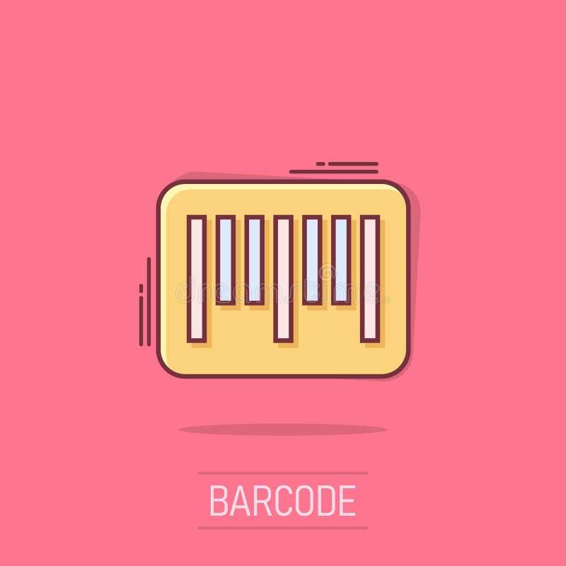 Barcode Icon in Comic Style. Product Distribution Cartoon Vector ...