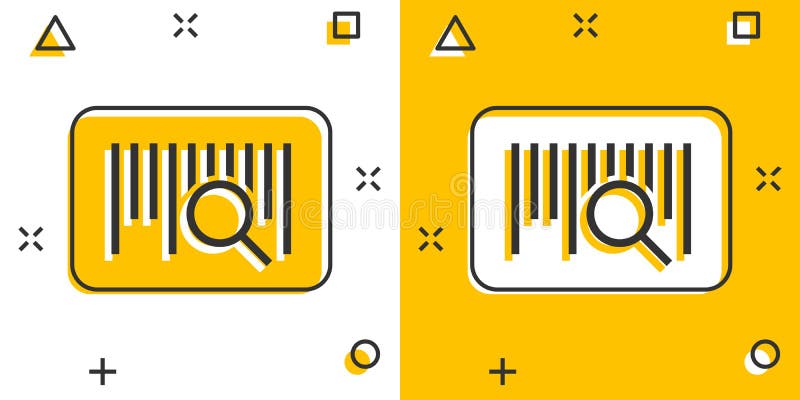 Barcode Icon in Comic Style. Product Distribution Cartoon Vector ...