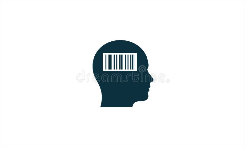 Barcode Inside Human Head Icon Logo Design Stock Vector - Illustration ...