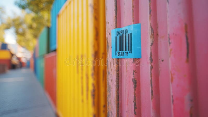 Barcode Label on Colorful Shipping Containers Stock Illustration ...