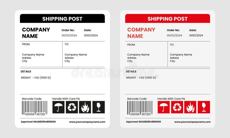 Barcode Label Delivery Template, Cargo Icons, Fragile, Recycle ...