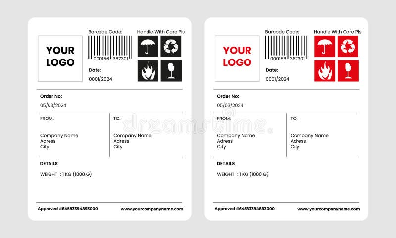 Barcode Label Delivery Template, Cargo Icons, Fragile, Recycle ...