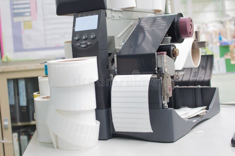 Barcode label printer stock image. Image of label, ribbon - 69750945
