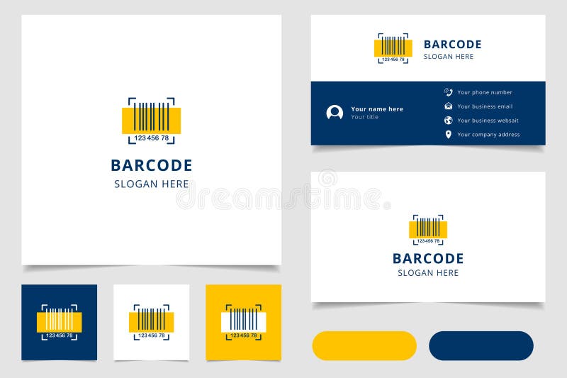 Barcode Logo Design with Editable Slogan. Branding Book and Business ...