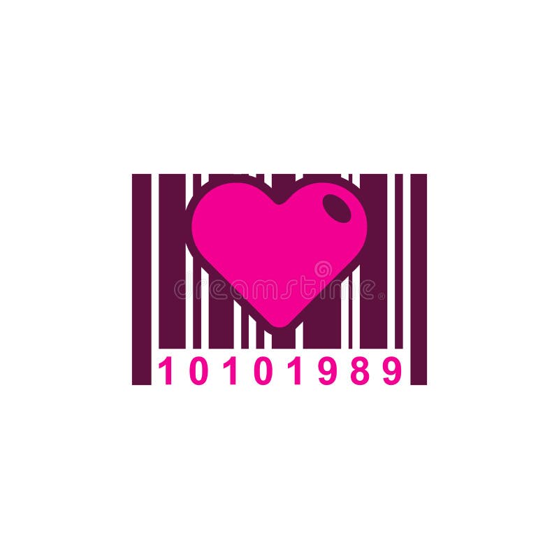 Barcode Love Logo Icon Design Stock Vector - Illustration of happy ...