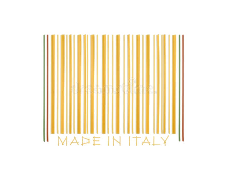 Barcode Made with Italian Spaghetti Stock Photo - Image of flag, line ...