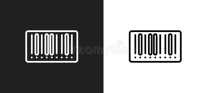 Barcode Outline Icon in White and Black Colors. Barcode Flat Vector ...