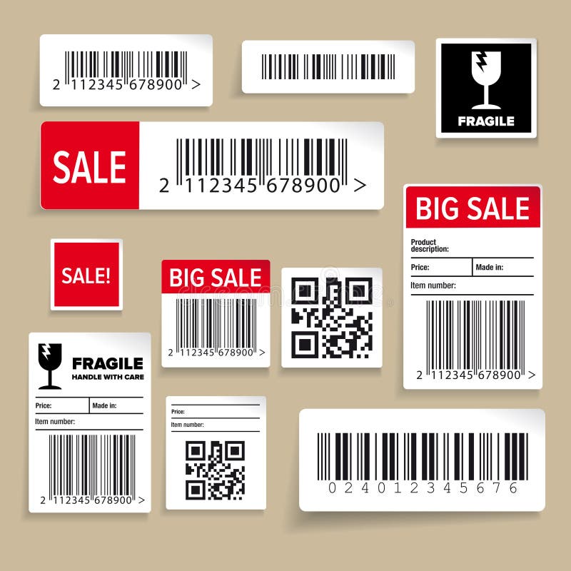 Barcode Packaging Labels or Stickers Stock Illustration - Illustration ...