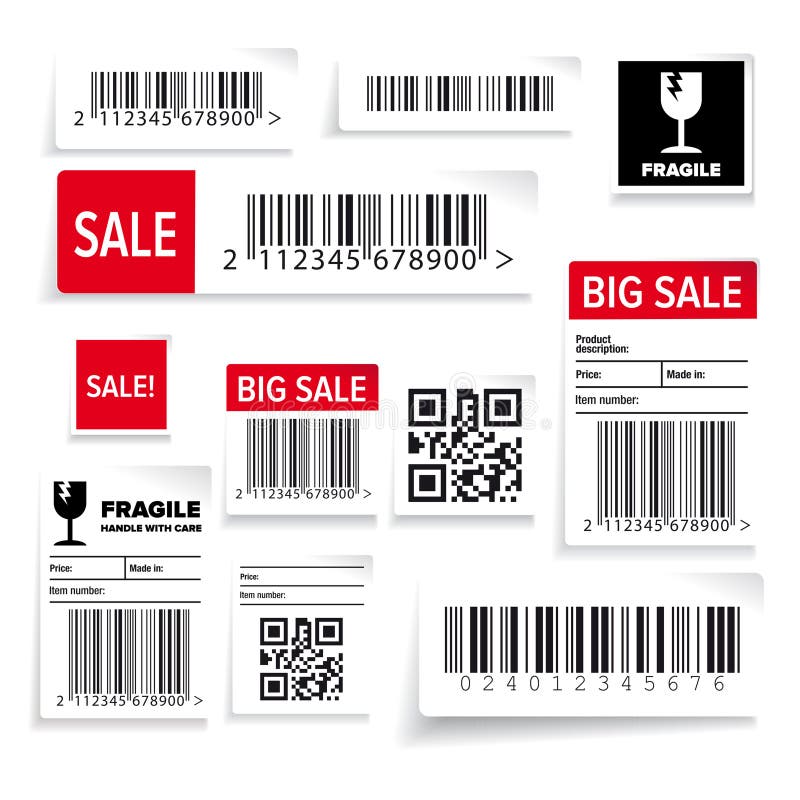 Barcode Packaging Labels or Stickers Vector Stock Vector - Illustration ...