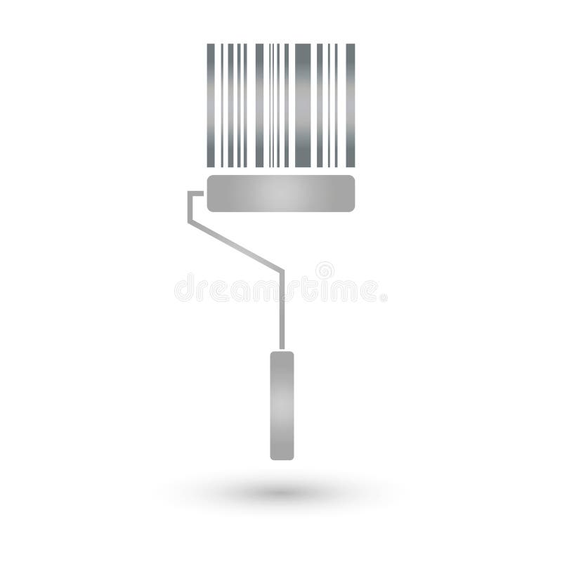 Barcode and Paint Roller, Security and Code Logo Stock Vector ...
