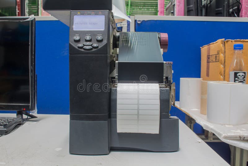 Barcode Printer and Barcode Label with Ribbon Stock Image - Image of ...