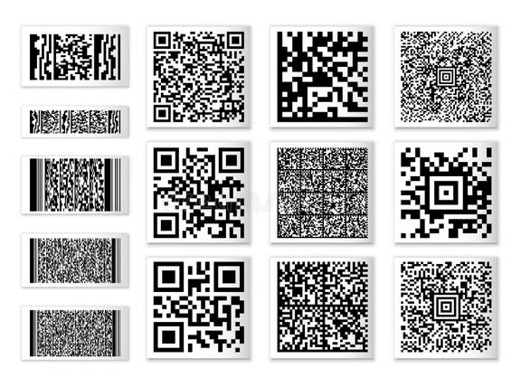 Barcode and QR Code Collection with a Random Set of Characters Stock ...