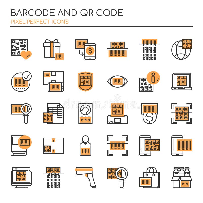 Barcode and Qr Code , Thin Line and Pixel Perfect Icons Stock Vector ...