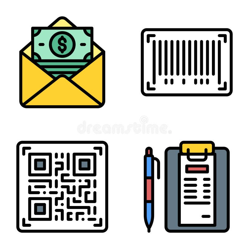 Barcode and QR Code Icon Payment Related Vector Stock Vector ...