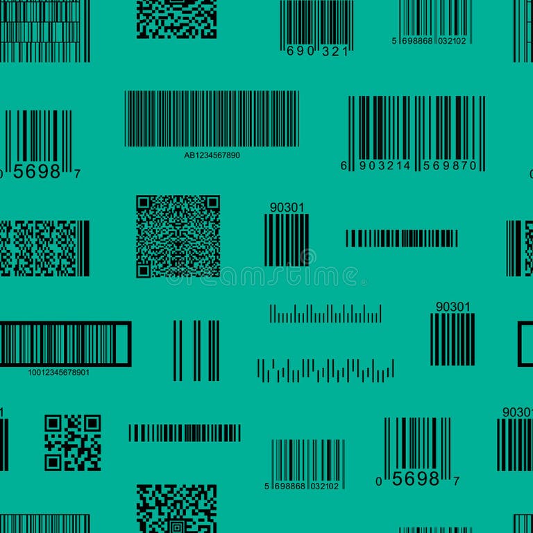 Barcode and QR Code Seamless Pattern Background. Vector Stock Vector ...