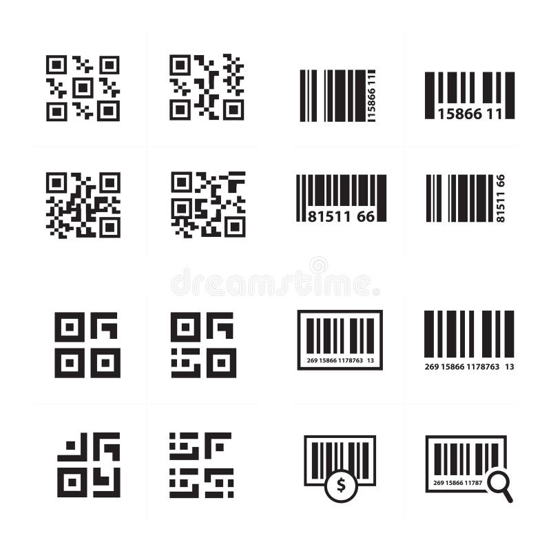 Barcode and QR Code Vector Set Stock Illustration - Illustration of ...