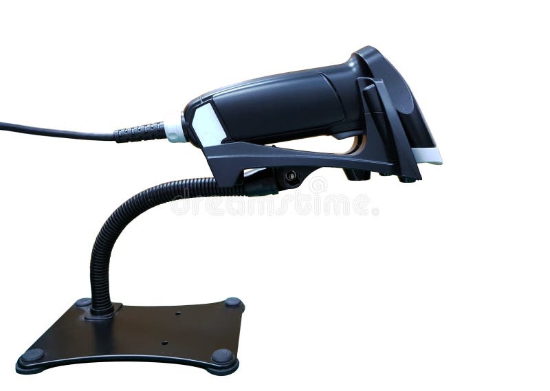Stand with Barcode Scanner Isolated on White Stock Image - Image of ...