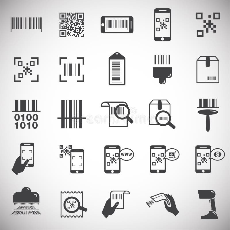 Barcode Related Icons Set on Background for Graphic and Web Design ...