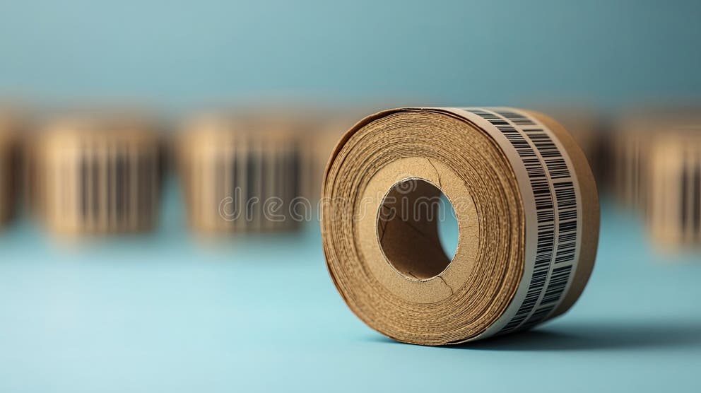 Barcode Roll of Tape for Packaging and Labeling Stock Image - Image of ...