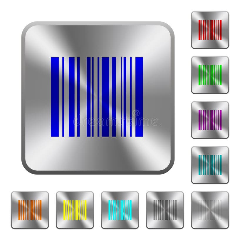 Barcode Rounded Square Steel Buttons Stock Vector - Illustration of ...