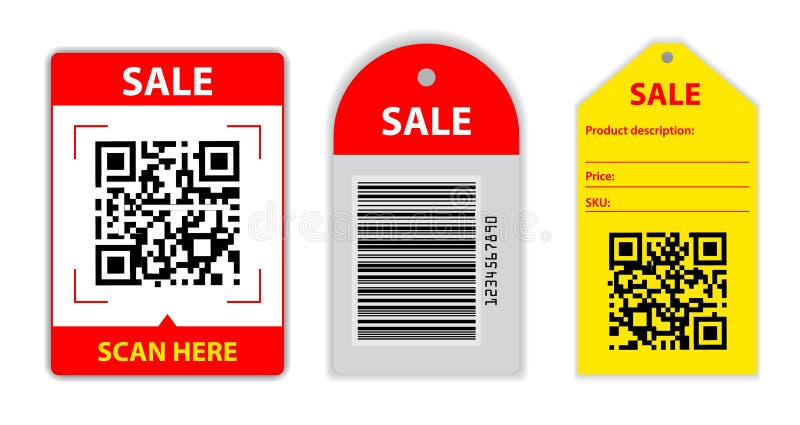 Set of Various Barcode Label or Scan Barcode Bars Supermarket or Retail ...
