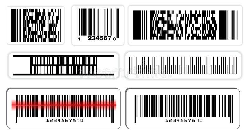 Set of Various Barcode Label or Scan Barcode Bars Supermarket or Retail ...