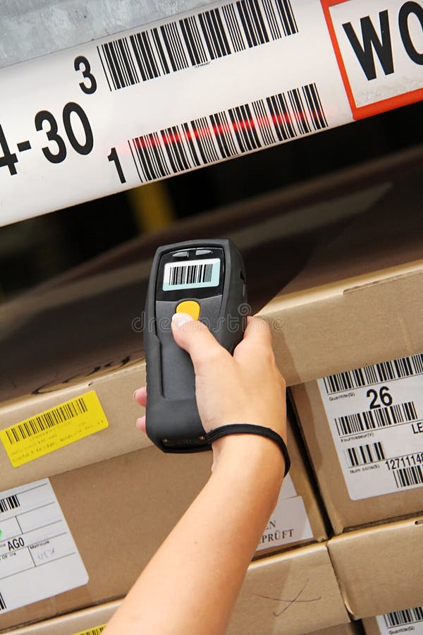 Scanning Barcode on the Box Isolated on White Stock Image - Image of ...