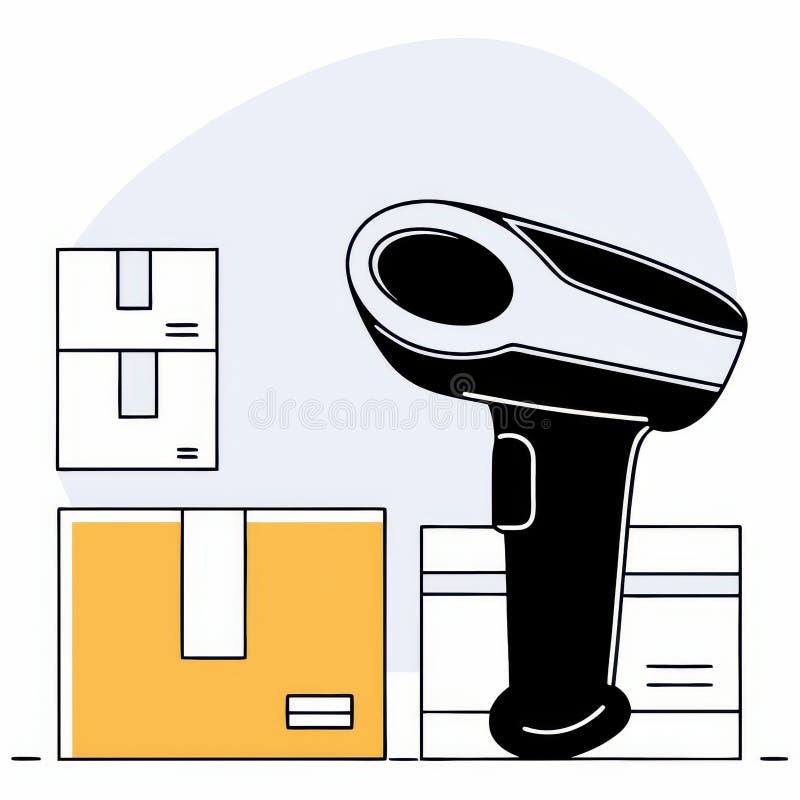 A Barcode Scanner and Boxes Symbolizing Warehouse Automation Stock ...