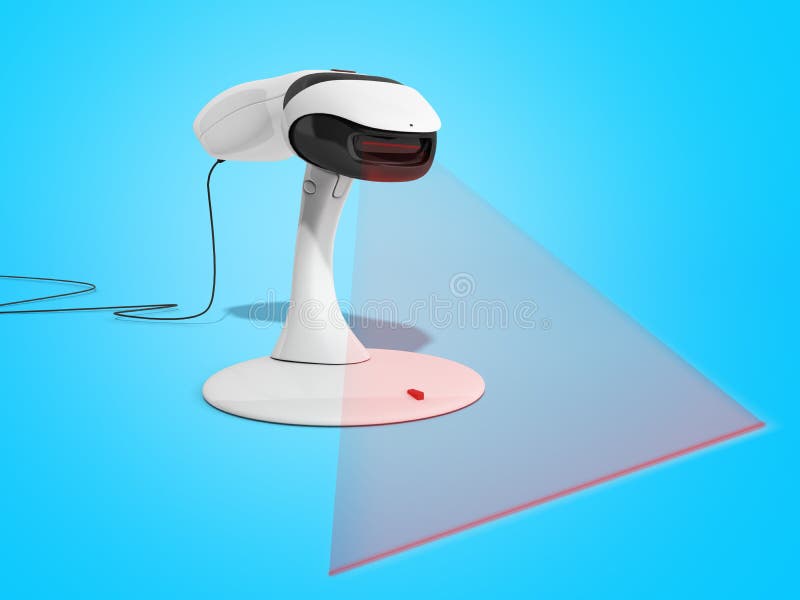 Barcode Scanner 3d Render on Blue Background Stock Illustration ...