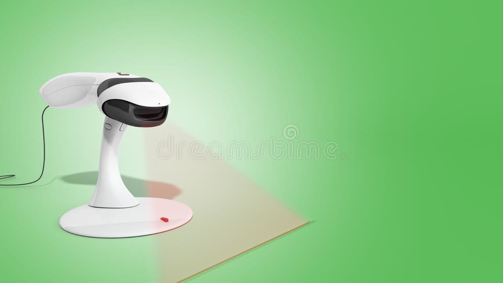 Barcode Scanner 3d Render on Green Background Stock Illustration ...