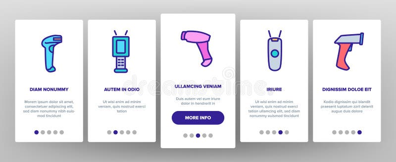 Barcode Scanner Device Onboarding Icons Set Vector Stock Vector ...