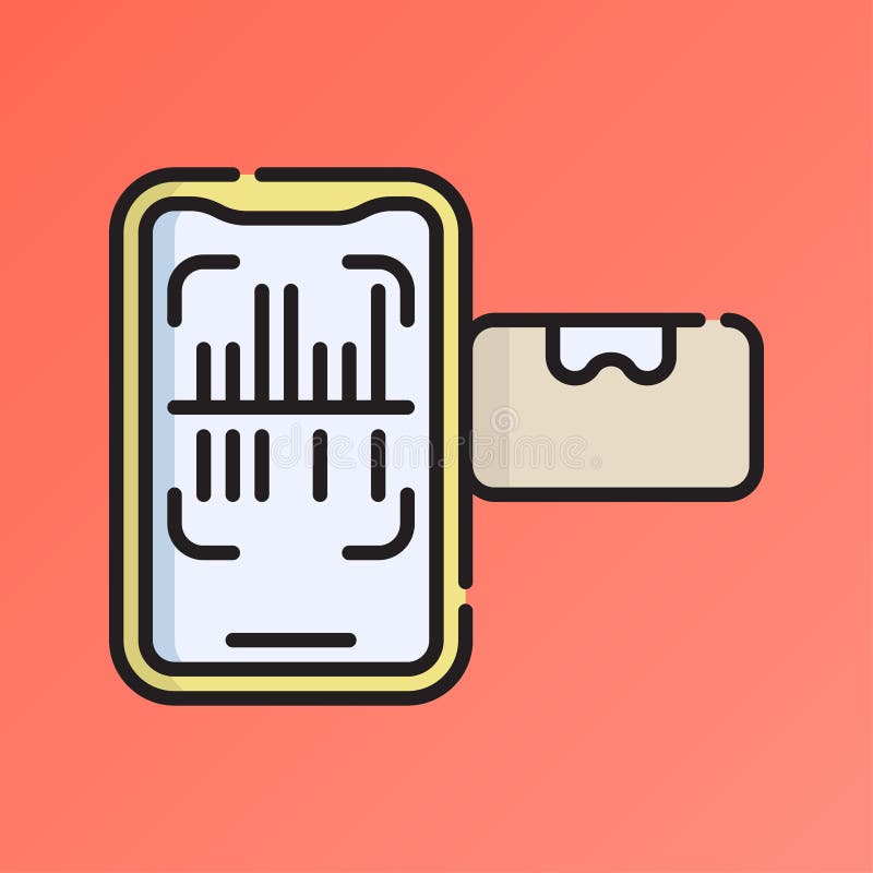 Barcode Scanner Icon Vector Illustration. Flat Outline Cartoon ...