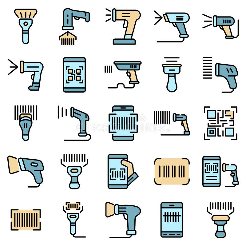 Barcode Scanner Icons Vector Flat Stock Vector - Illustration of icons ...