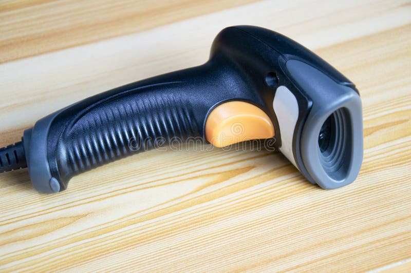Barcode Scanner Placed on Wooden Floor Stock Image - Image of ...