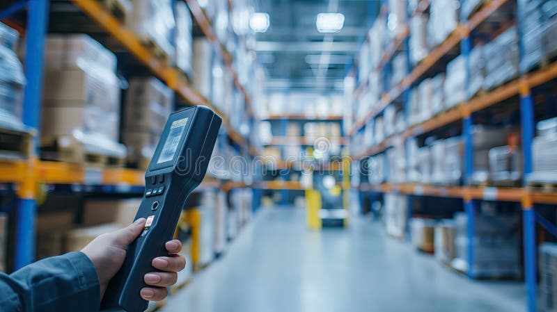 Barcode Scanner in the Product Warehouse Stock Illustration ...