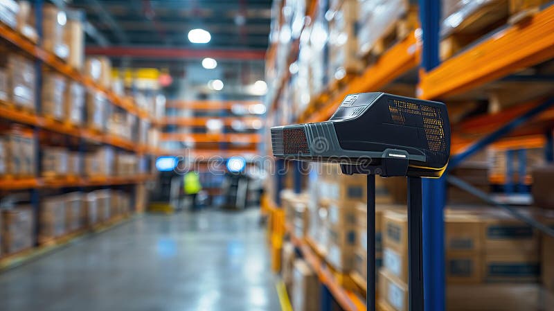 Barcode Scanner in the Product Warehouse Stock Illustration ...