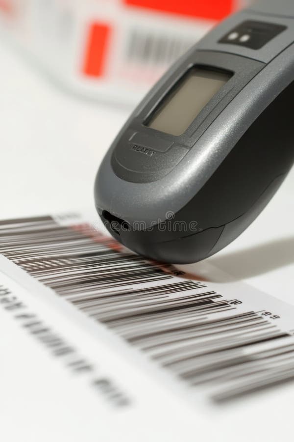 Barcode Scanner Reading Product Label Stock Illustration - Illustration ...