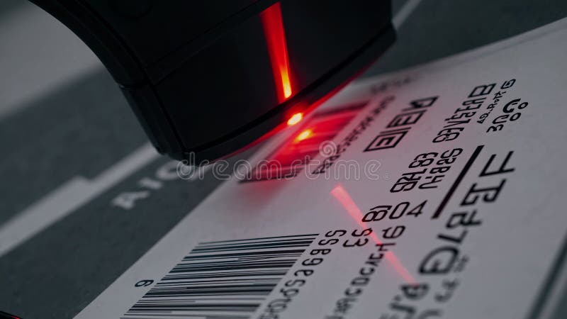 Barcode Scanner Reading Shipping Label, Logistics and Tracking Process ...